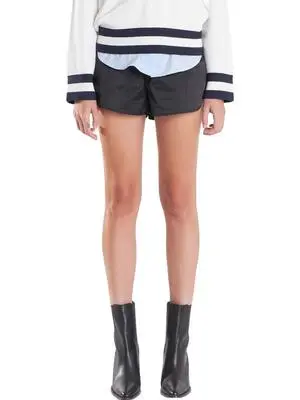 GREY LAB High-waisted Pleated Shorts - Black