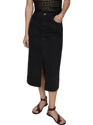 Mango Denim Midi Skirt - Black Denim