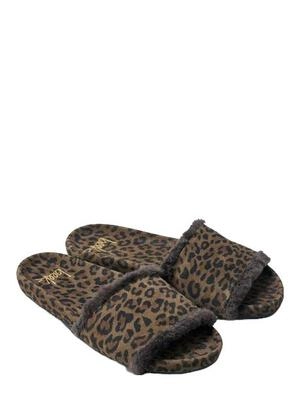Beek Beek Gallito Genuine Shearling Slide Sandal Leopard