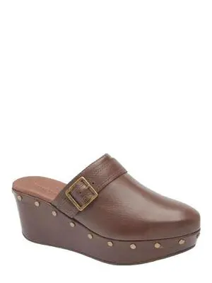 CHOCOLAT BLU Yogi Platform Wedge Mule - Dark Brown Leather