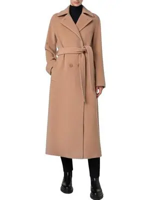 Akris Double-breasted Belted Wool-blend Coat - Malt