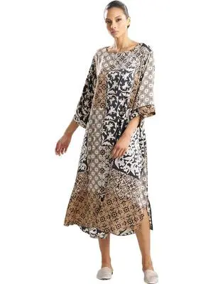 Natori Tapestry Charmeuse Caftan Neutral