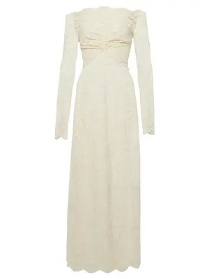 Rabanne Rabanne Off-Shoulder Lace Maxi Dress White