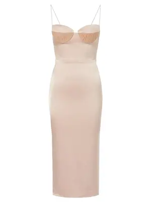 Alex Perry Sweetheart Satin Crepe Midi Dress - Pink