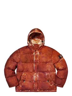 Supreme X Stone Island Painted Camo Crinkle Down Jacket - Orange