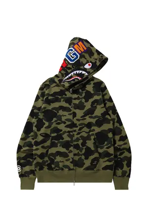 A BATHING APE 1st Camo Shark Full Zip Hoodie - Green