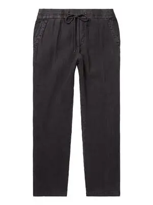 JAMES PERSE Straight-leg Garment-dyed Linen Trousers - Gray