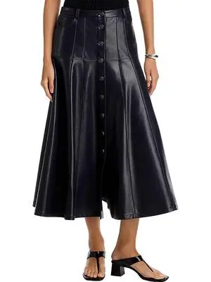 Cinq À Sept Faux Leather Veena Skirt - Navy