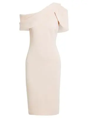 Badgley Mischka One-shoulder Draped Crepe Dress - Blush