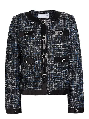 Rebecca Vallance Jacques Embellished Metallic Tweed Jacket - Black