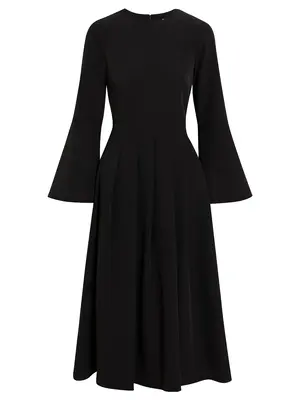 MIKAEL AGHAL Pleated Crepe Midi Dress - Black