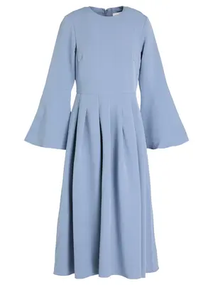 MIKAEL AGHAL Pleated Crepe Midi Dress - Slate Blue