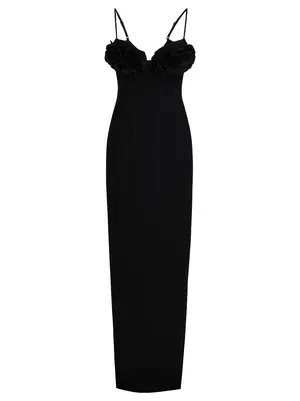 Rachel Gilbert Margot Floral-appliquéd Crepe Gown - Black