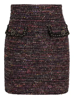 Rebecca Vallance Monet Metallic Bouclé-tweed Mini Skirt - Black