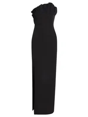 Marchesa Pleated Poplin-paneled Stretch-jersey Maxi Dress - Black