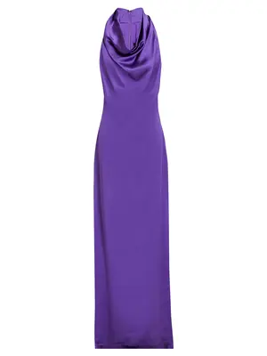 Badgley Mischka Draped Satin Gown - Purple