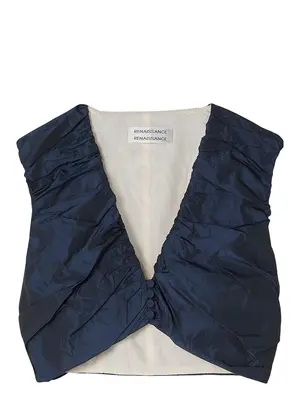 RENAISSANCE RENAISSANCE Deniro Cropped Taffeta Top - Navy
