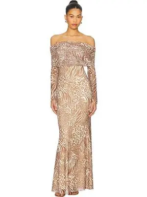 AFRM Thelma Maxi Dress - Taupe Animal