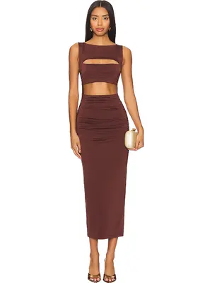 NOOKIE Enigma Midi Dress - Chocolate
