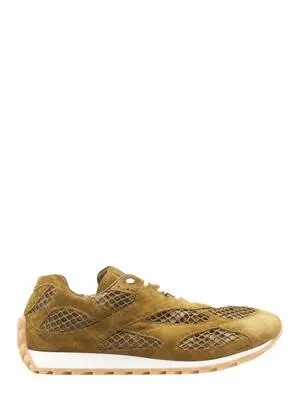 Bottega Veneta Orbit Fishnet Leather Sneakers - Green