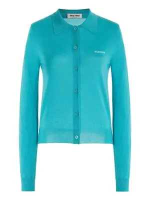 Miu Miu Cashmere-silk Cardigan - Blue