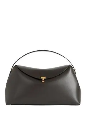 TOTÊME T-Lock Palmellato Leather Top Handle Bag Bark