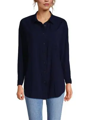 LANDS' END Cotton Voile Oversized Shirt