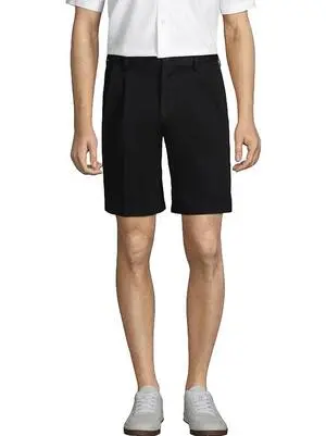 LANDS' END Comfort Waist Pleated 9" No Iron Chino Shorts - Black