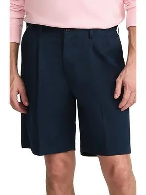 LANDS' END Comfort Waist Pleated 9" No Iron Chino Shorts - Radiant Navy