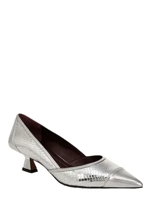 Franco Sarto Franco Sarto Darcy Pointed Toe Kitten Heel Pump Silver