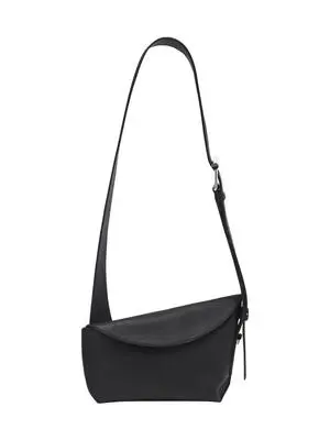 Alexander McQueen T-bar Sling Asymmetric Leather Crossbody Bag - Black/ Silver