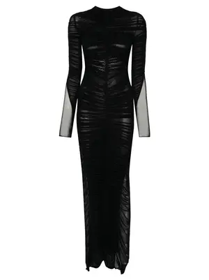 MUGLER Ruched Maxi Dress - Black