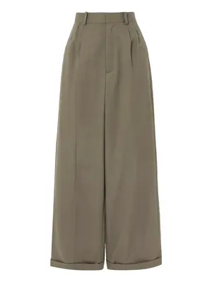 Loewe Pleated High-rise Wide-leg Pants - Green