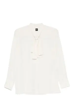 BOSS Pussy-bow Blouse - Neutrals