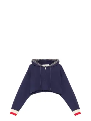 GOLDEN GOOSE Half-zip Cropped Hoodie - Blue