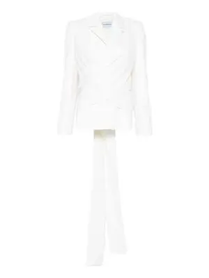 Casablanca Virgin Wool Wrap Tuxedo - White