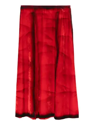TELA Flame Velvet Midi Skirt - Red