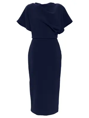 Amsale Draped Midi Dress - Blue