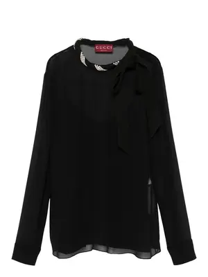 Gucci Crystal-embellished Georgette Crepe Blouse - Black