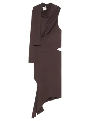 COURREGES Draped Cut-out Midi Dress - Brown