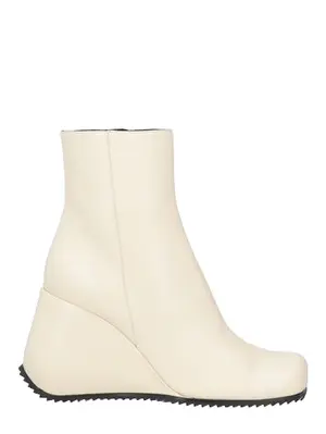 SERGIO ROSSI Leather Ankle Boots - Off White