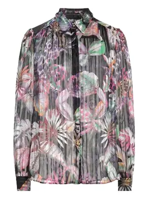 Just Cavalli Leopard And Floral Print Shirt - Black