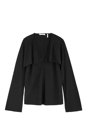 Helmut Lang Silk Crepe De Chine Blouse - Black
