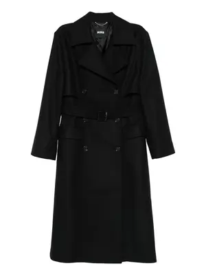 BOSS Felted Trench Coat - Black