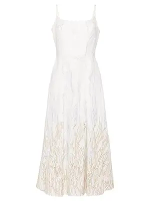 Elie Saab Arboreal Embroidered Midi Dress - White