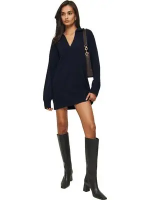 REFORMATION Maeve Cashmere Polo Dress - Blue