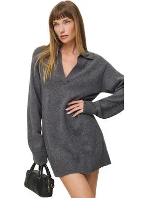 REFORMATION Maeve Cashmere Polo Dress - Grey