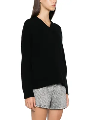 Emporio Armani Virgin Wool V-neck Sweater - Black