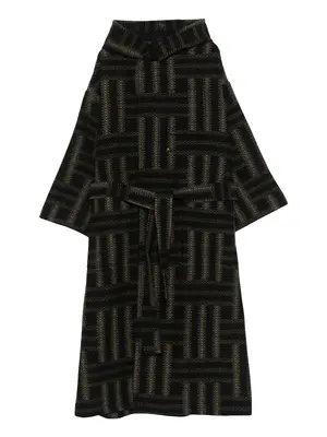 Kenzo Jacquard Virgin Wool Coat - Black