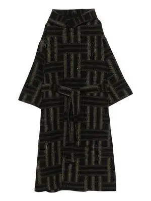Kenzo Jacquard Virgin Wool Coat - Black